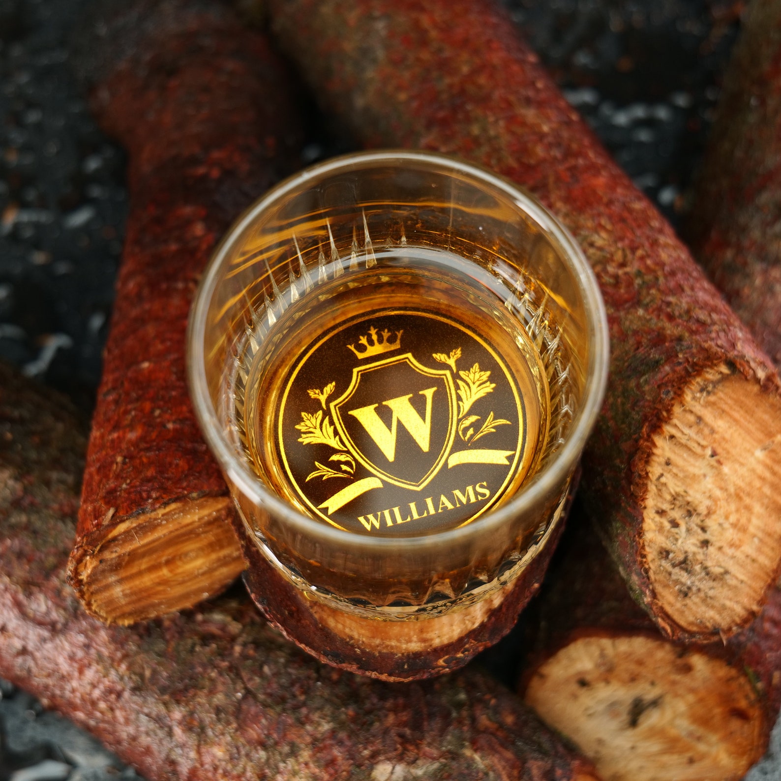 Personalized Whiskey Glass With Brass Plate: Engraved Bourbon Gift - Etsy