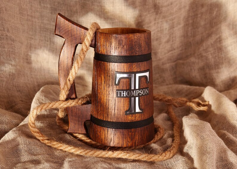 Personalized Wooden Beer Stein: Handcrafted Monogrammed Mug - Etsy