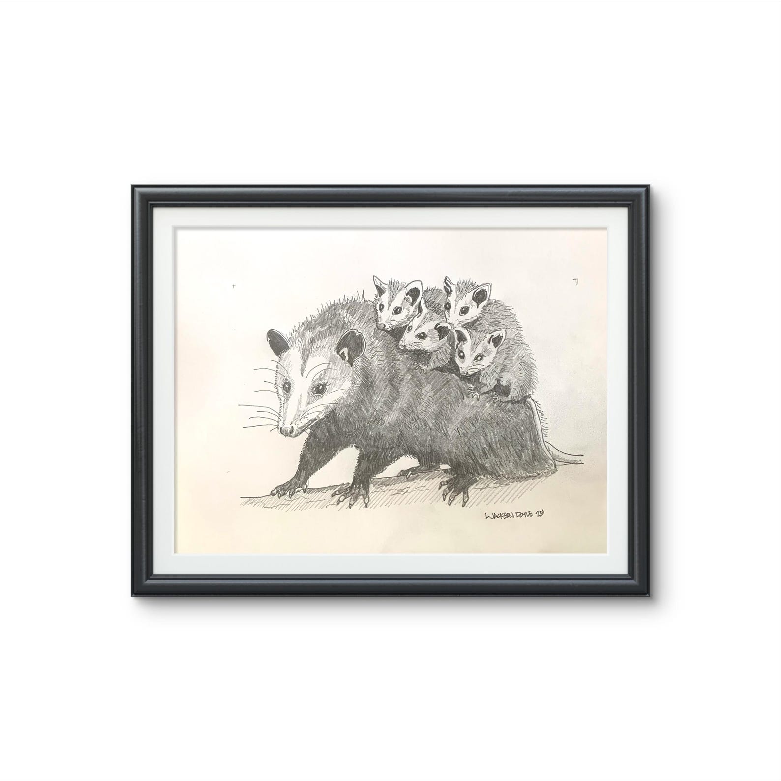 Possum’s Mothers Day, One of a Kind Pencil Drawing Original by Artist L ...
