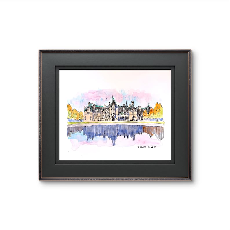 Biltmore House, Set of Four Views, Watercolor / Pen and Ink, Color ...