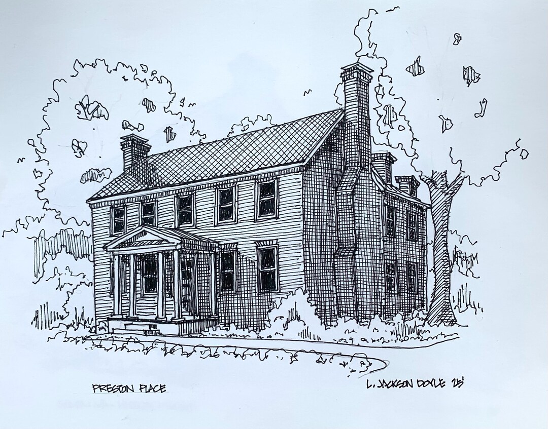 Preston Place, Oldest House in Salem, Virginia, Pen and Ink Limited ...