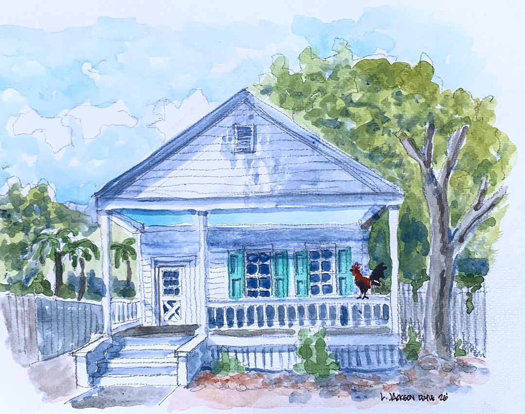 Key West, Florida, Cottage #3, Watercolor Original by Artist L.jackson ...