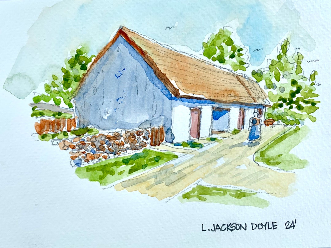 Irish Barn With Milkmaid Watercolor Original Painting - Etsy