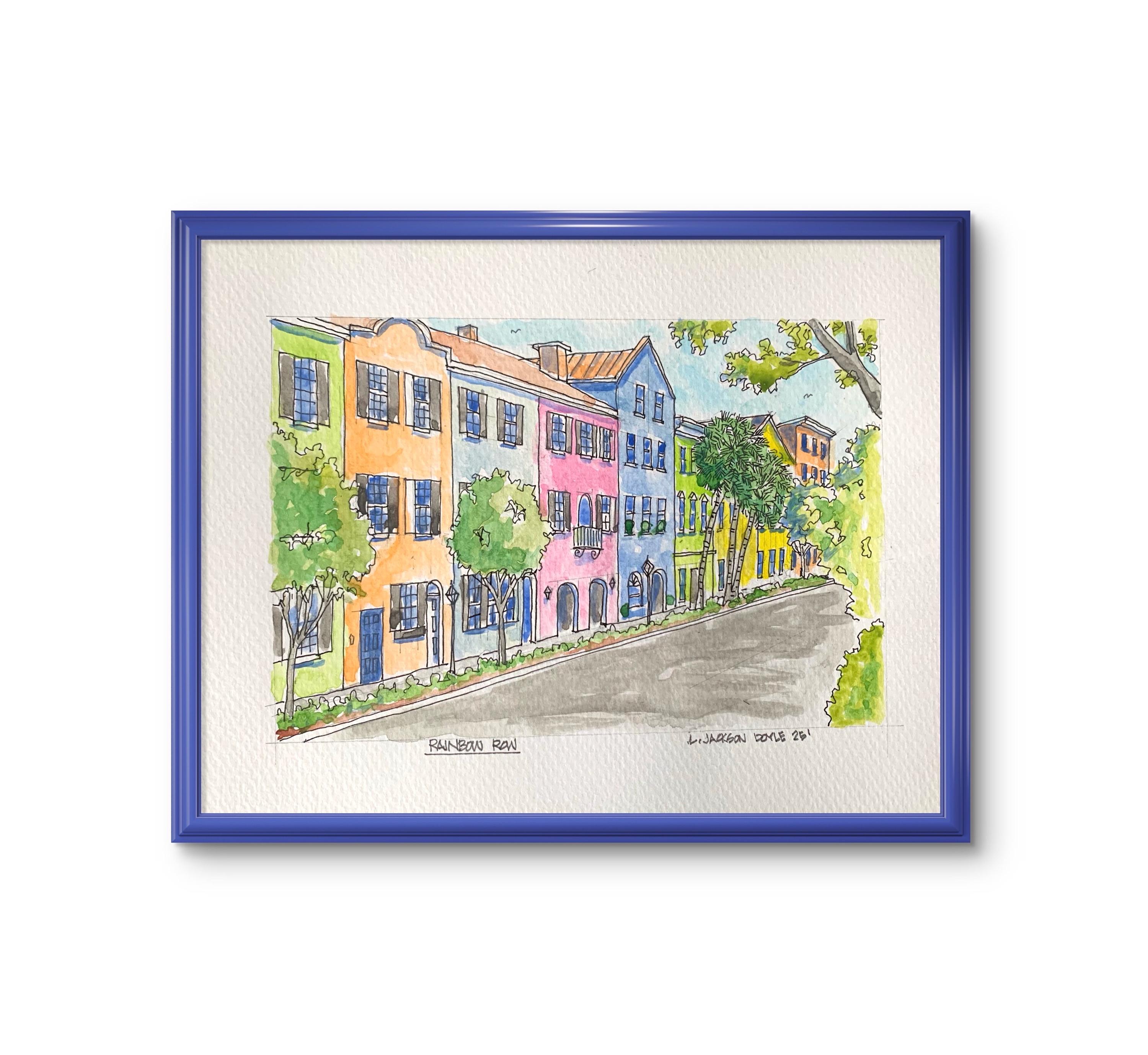 Charleston SC, Rainbow Row, Watercolor Original - Etsy