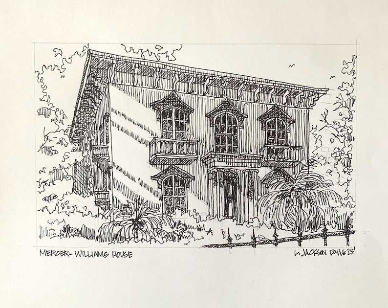 Savannah, Georgia ,mercer -williams House Pen and Ink #1 Limited Print ...