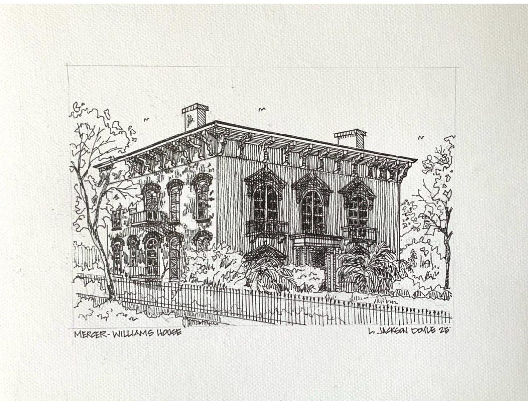 Savannah, Georgia ,mercer -williams House Pen and Ink #2 Limited Print ...
