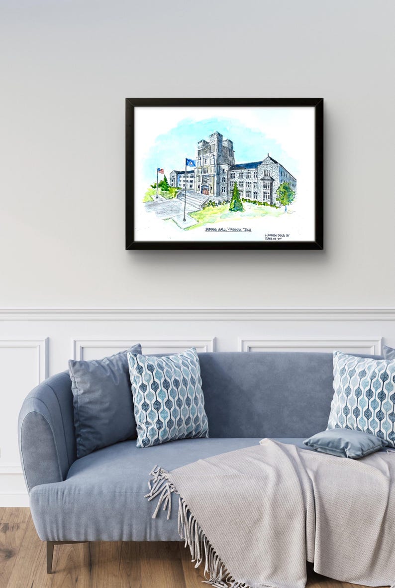 Virginia Tech - Burris Hall Watercolor Painting Signed Limited Print - Etsy