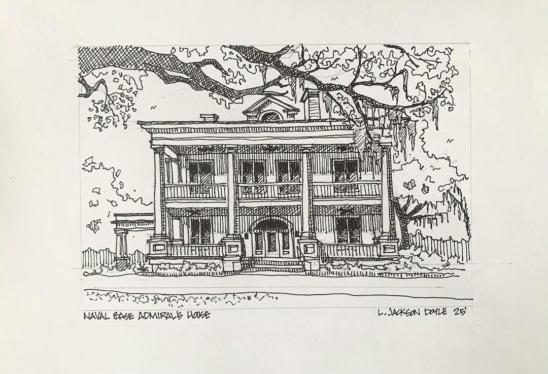 Charleston SC, Naval Admirals House, Pen and Ink Limited Print by ...
