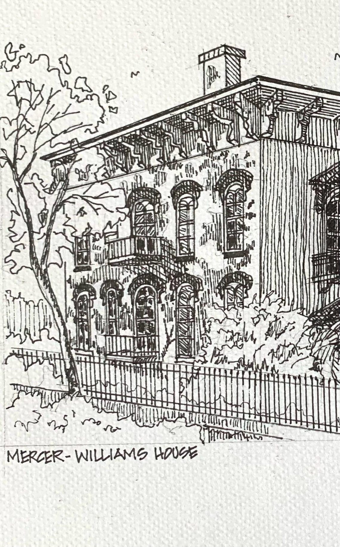 Savannah, Georgia ,mercer -williams House Pen and Ink #2 Limited Print ...