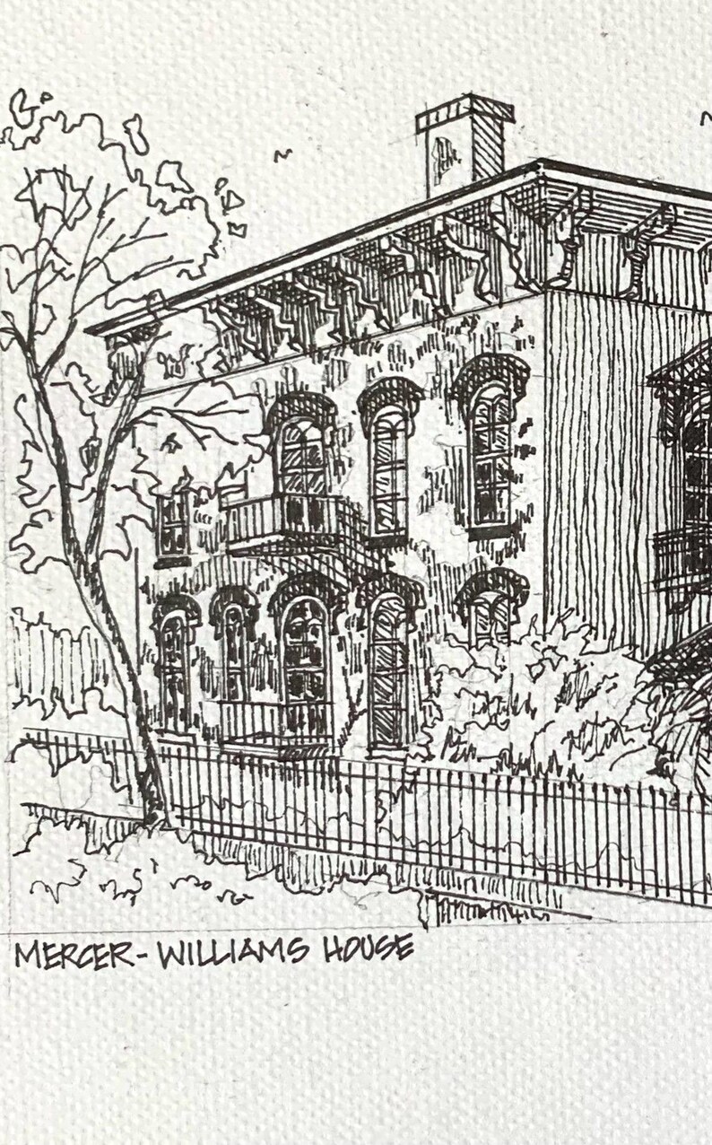 Savannah, Georgia ,mercer -williams House Pen and Ink #2 Limited Print ...