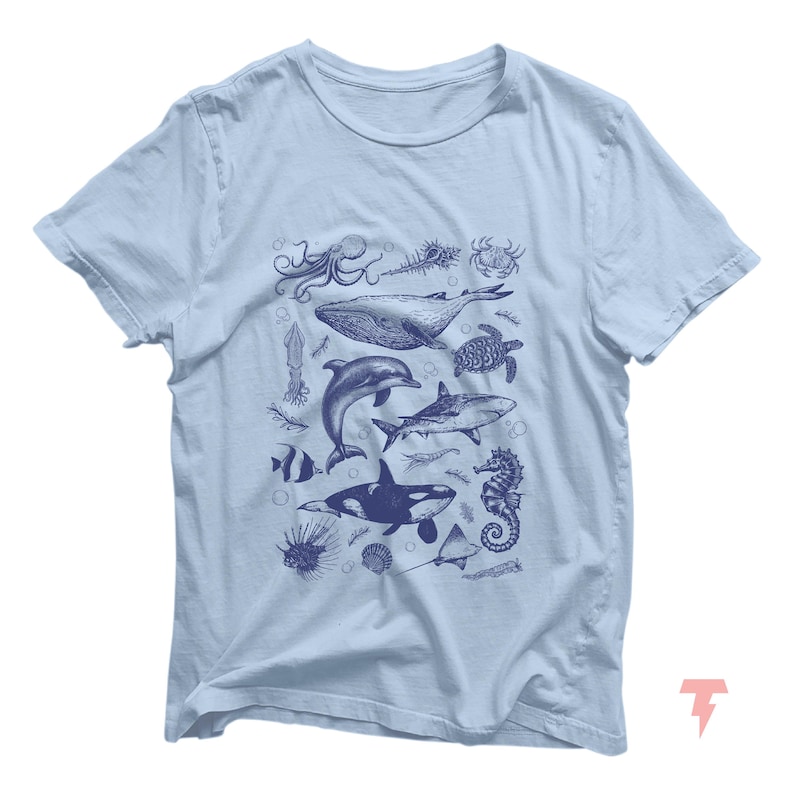 Vintage Ocean Life T-shirt: Sea Animal Illustrations - Etsy