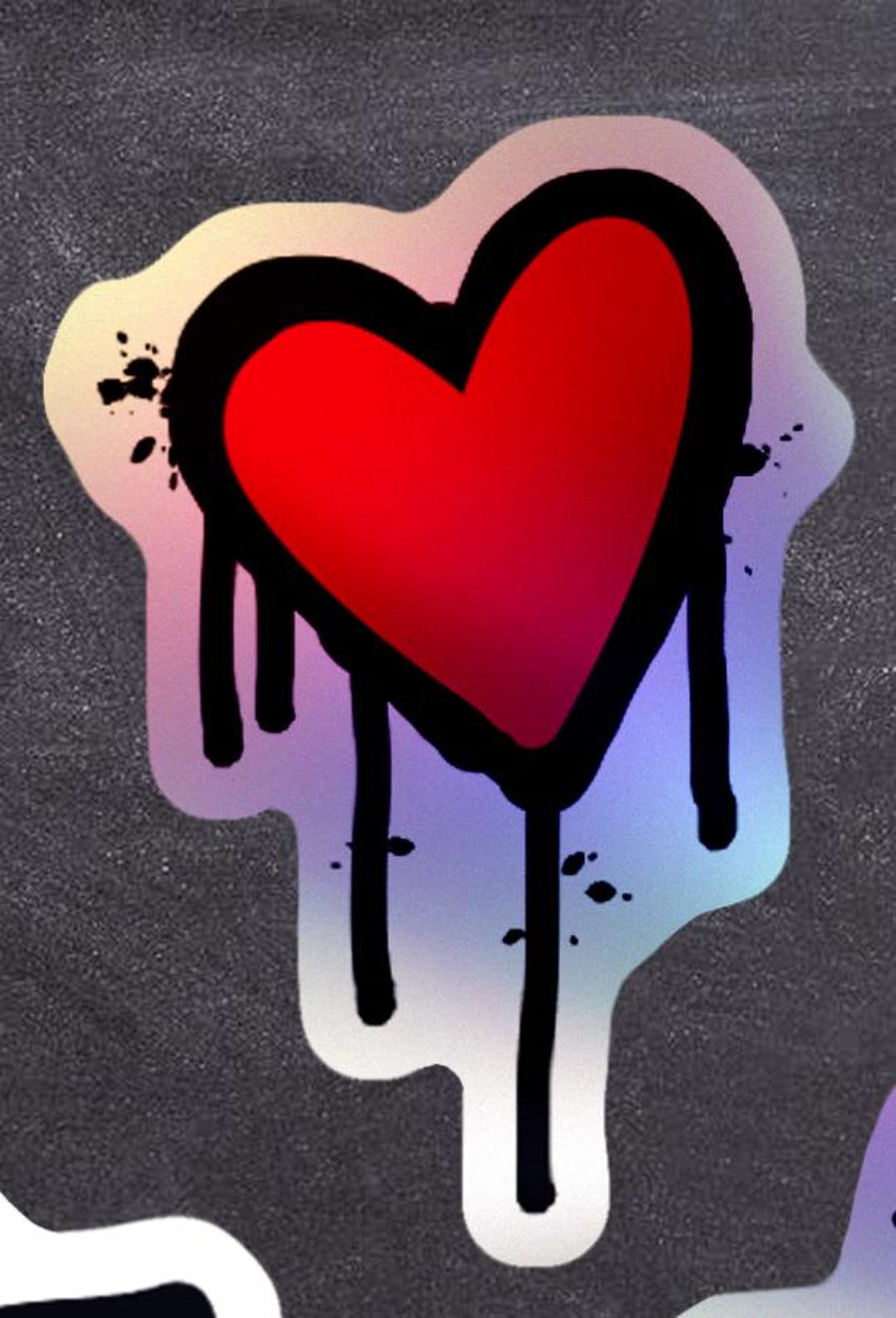 Holographic Graffiti Heart Sticker | Punk Heart | Graffiti Sticker - Etsy
