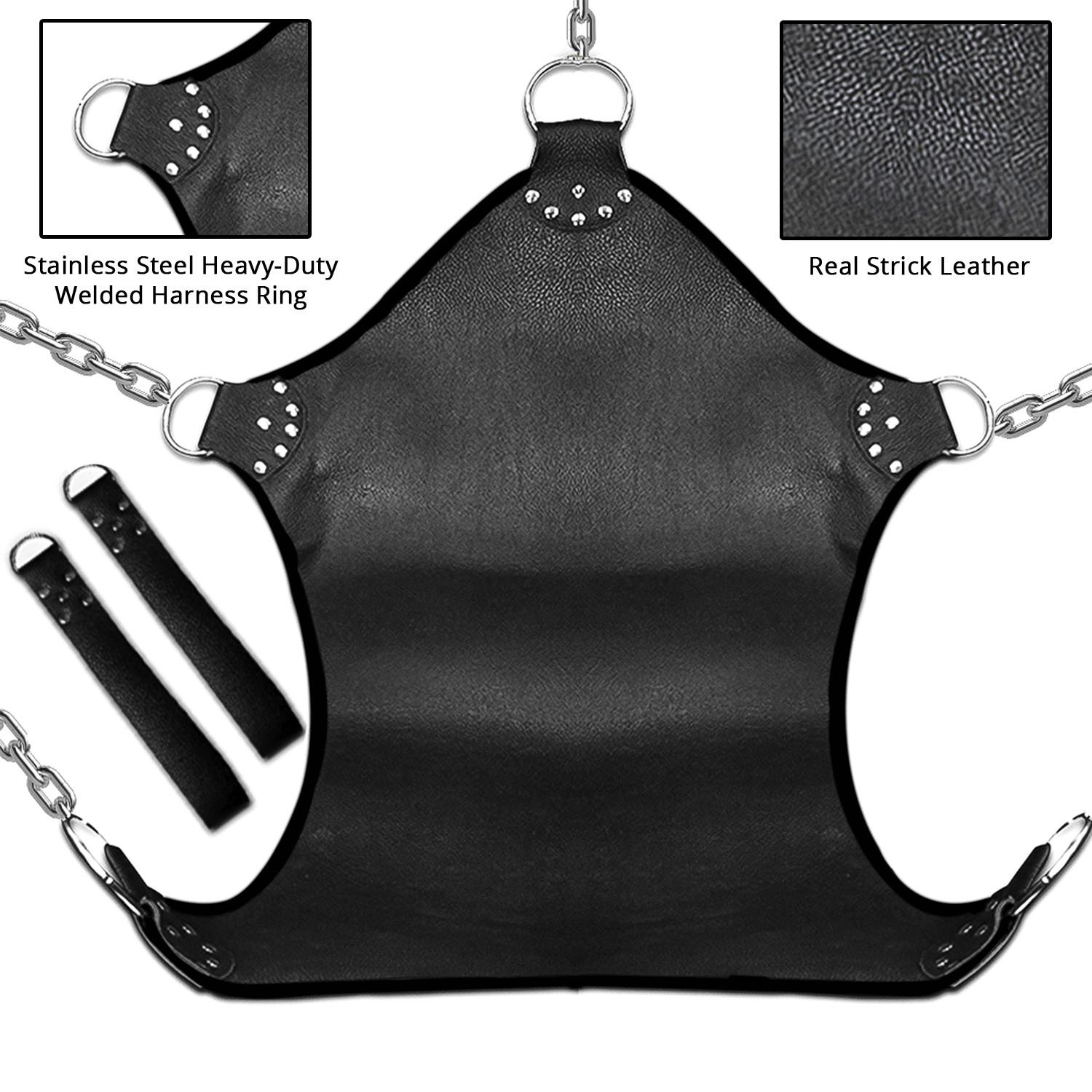 Real Black Leather Adult Sex Sling BDSM Bondage Critical Role Leather Sex Swing Mature Adult ...