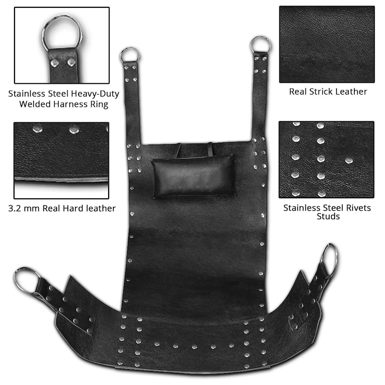 Heavy Duty Black Genuine Leather Sex Swings And Sling Adult Couple Sex