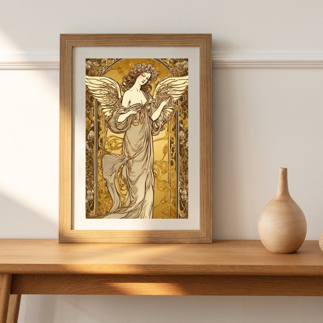 Gold Angel Wall Art Digital Print - Etsy