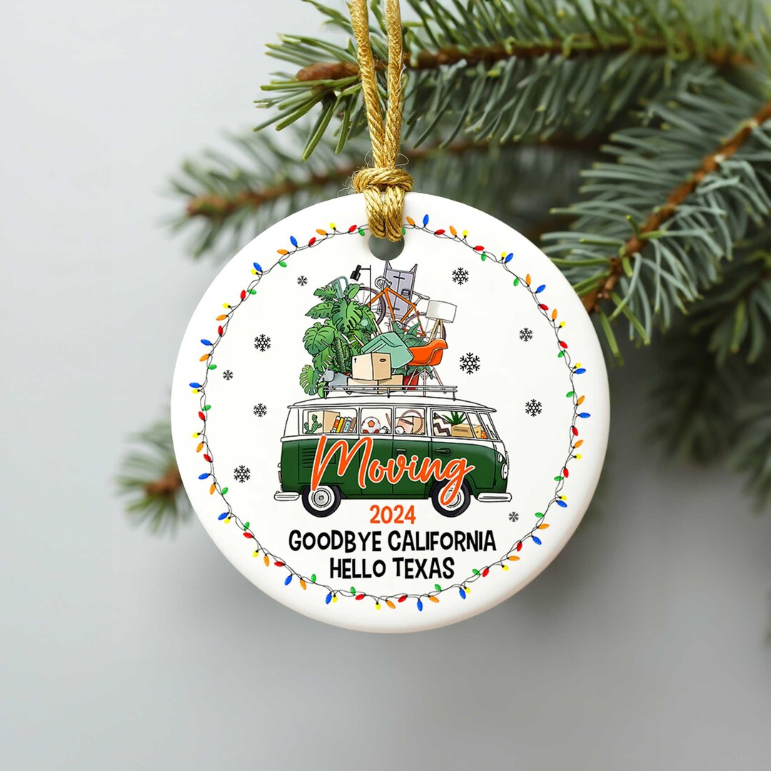 Moving Van Personalized Ornament, Road Trip Vacation & Moving Christmas ...