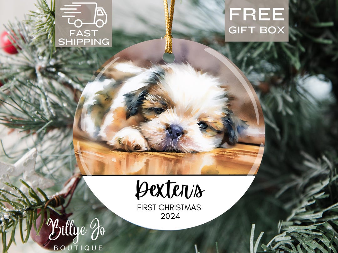 Puppies First Christmas Ornament Personalized Personalized Pet Photo ...