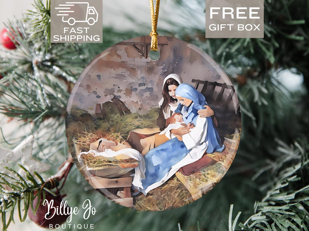 Nativity Christmas Religious Ornament Jesus Mary Joseph Christian ...