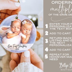 Personalized Twins First Christmas Ornament Photo Ornament Custom ...