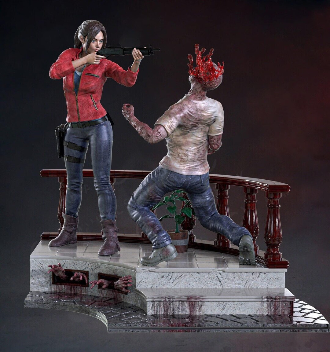Claire Redfield RE2 Diorama Resident Evil Biohazard 3D STL File 3D ...