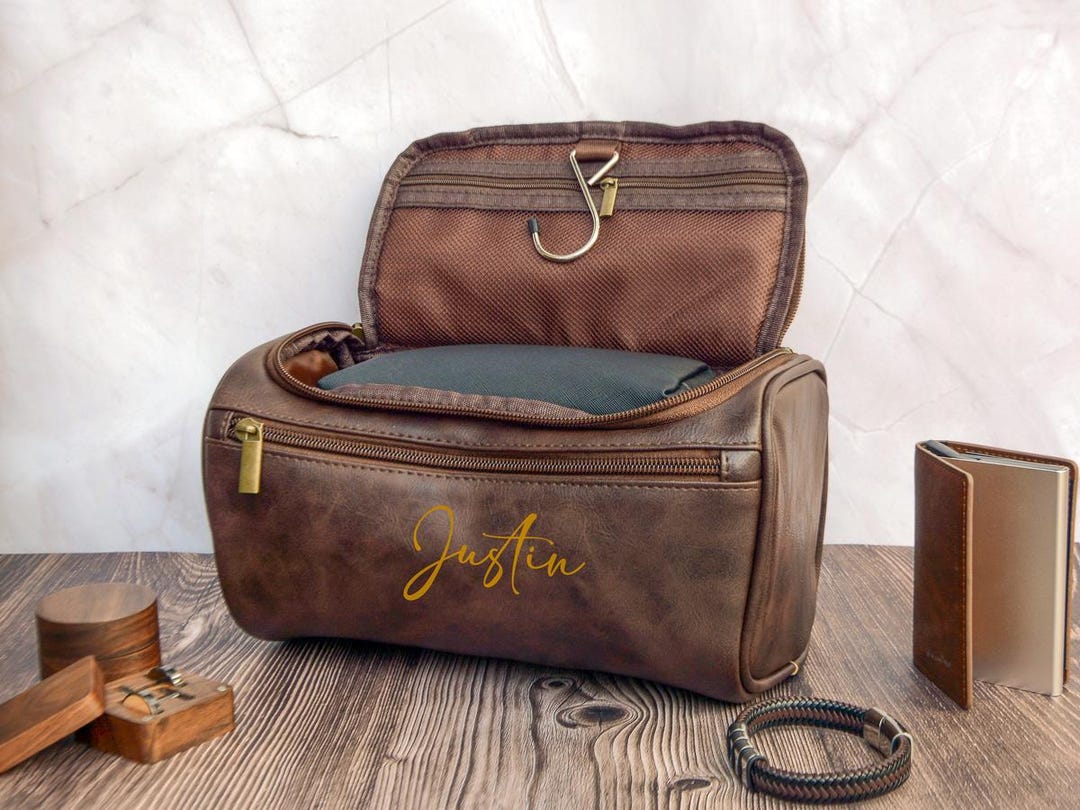 Personalized Men's Leather Toiletry Bag, Men Dopp Kit, Gift for ...