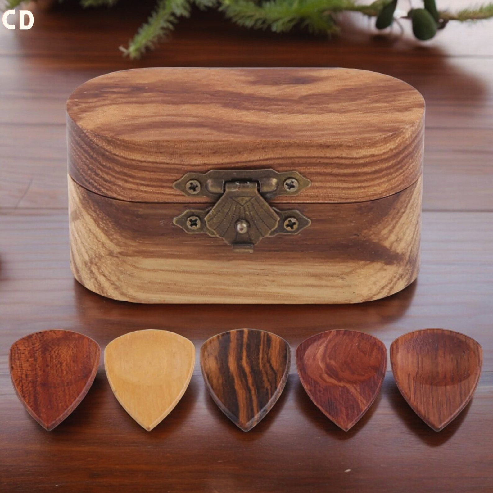 Engraved Guitar Pick Box Plectrum Case Custom Guitar Pick Wooden ...