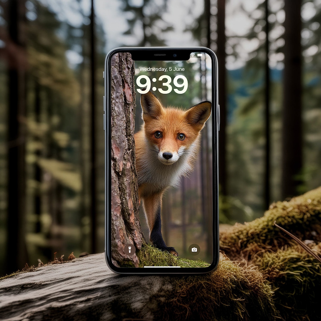 Adorable Fox Phone Wallpaper Set Cute Animal Phone Wallpaper Dark ...