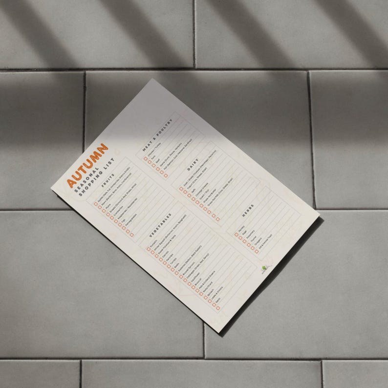 Autumn Seasonal Grocery List | Printable Fall Shopping Checklist PDF ...