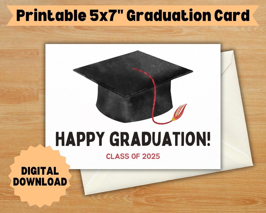 Printable Graduation Card, Instant Download, 5x7" Card, Fun and Cute ...