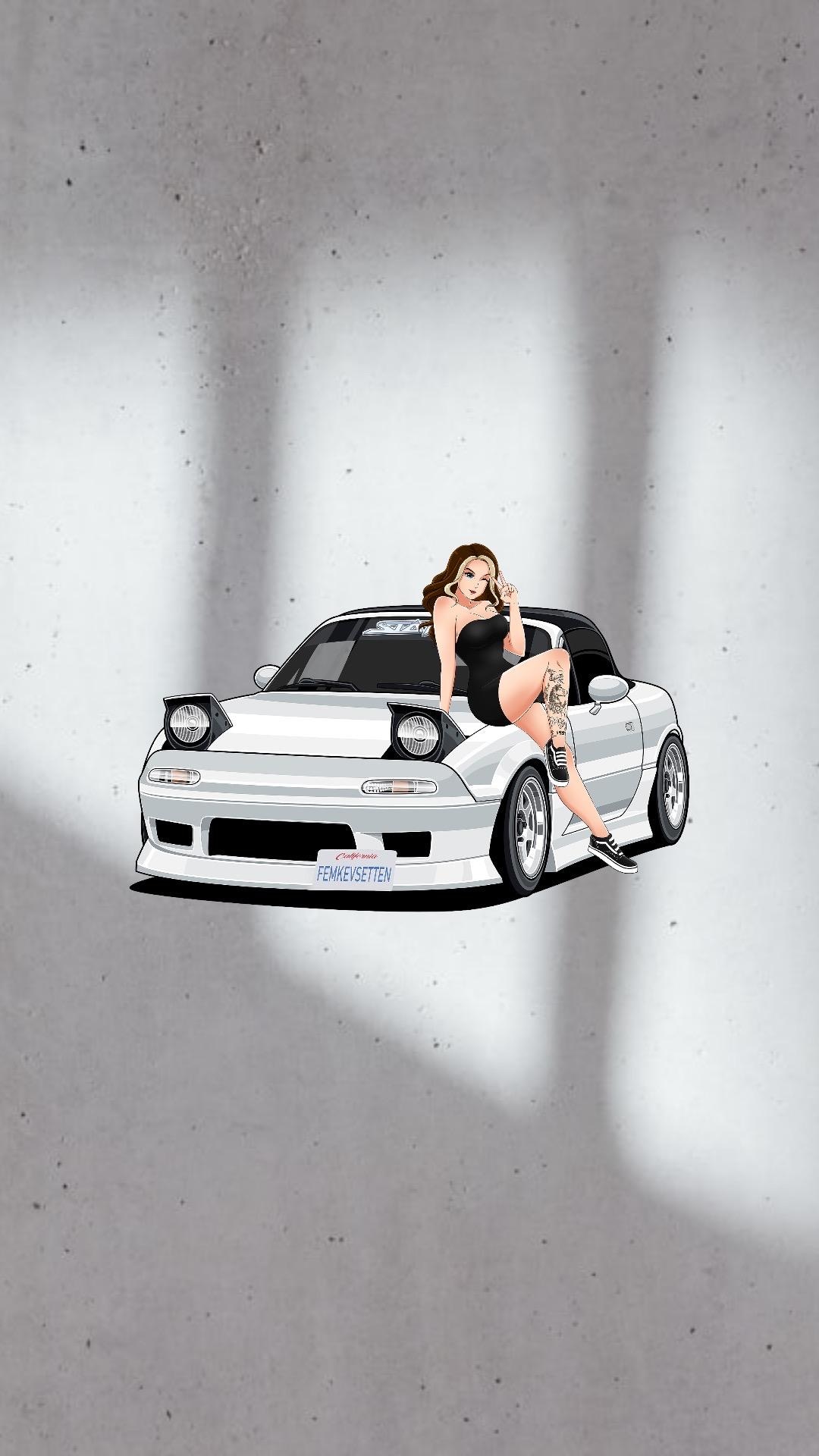 Anime Girl Jdm Miata | Waterdichte Vinyl Autostickers - Etsy