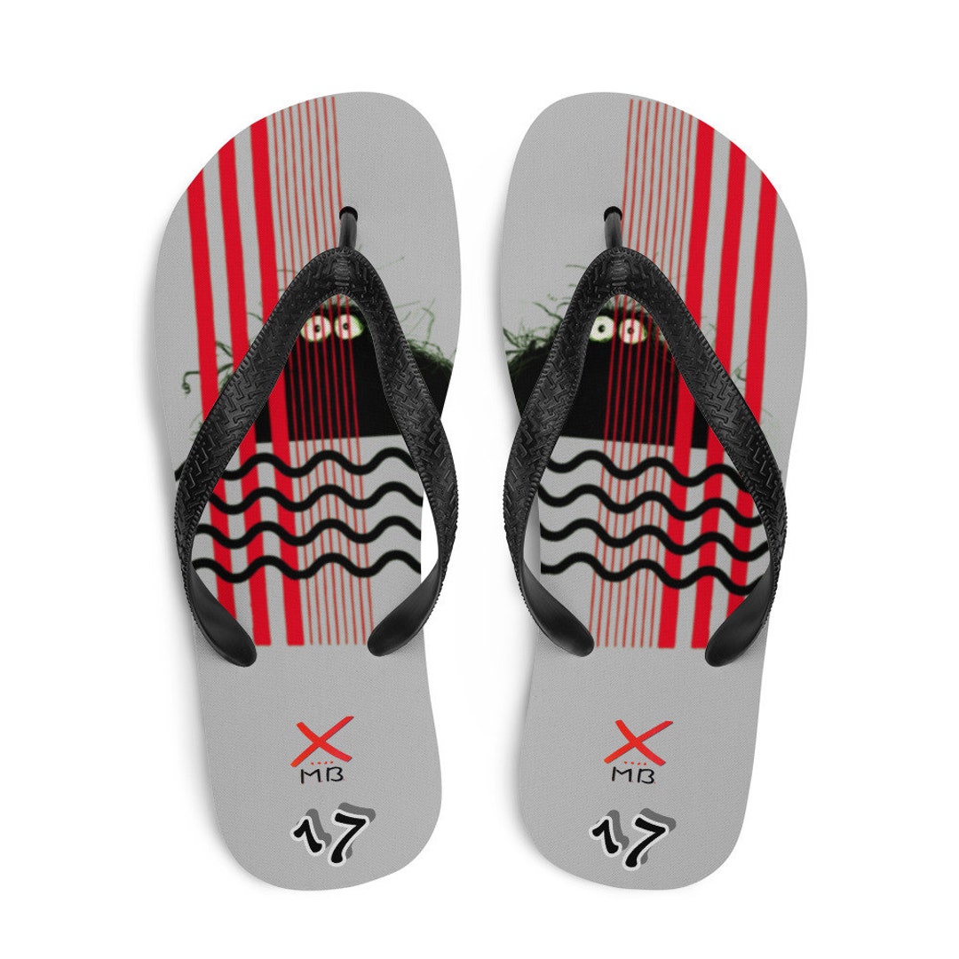 Unique monster Flip Flops in Gray by Just Different for Manolita Bonita ...