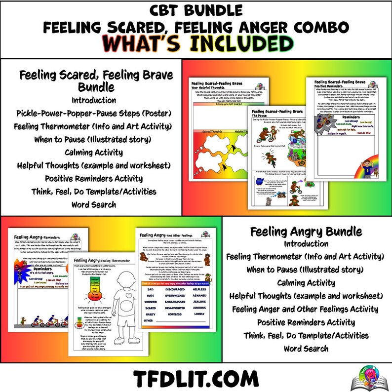 CBT Bundle- Coping Skills for Fear and Anger - Etsy