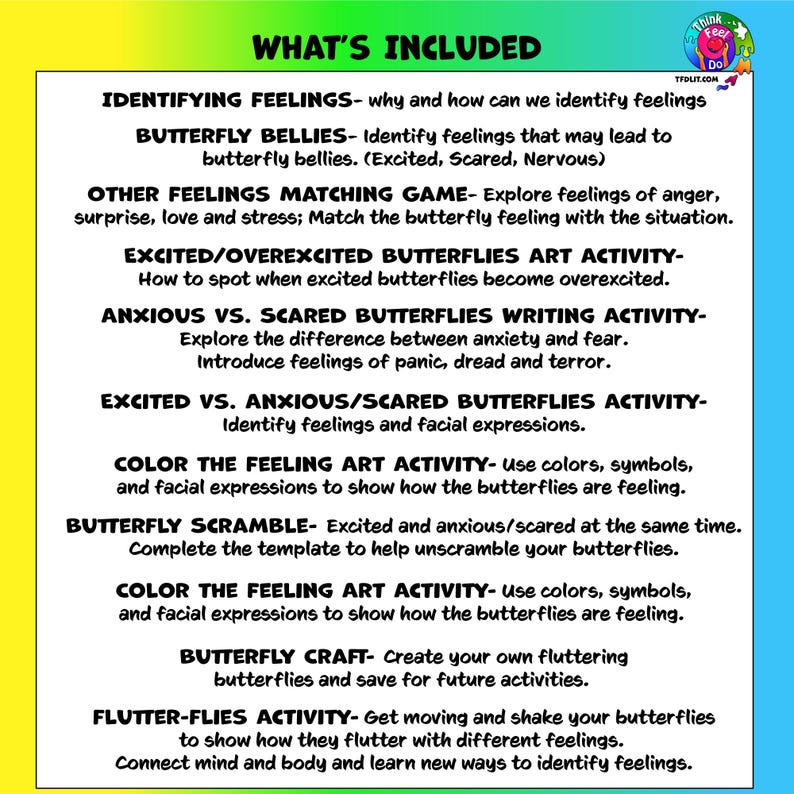Identifying Feelings Butterfly Bellies Part 1 - Etsy