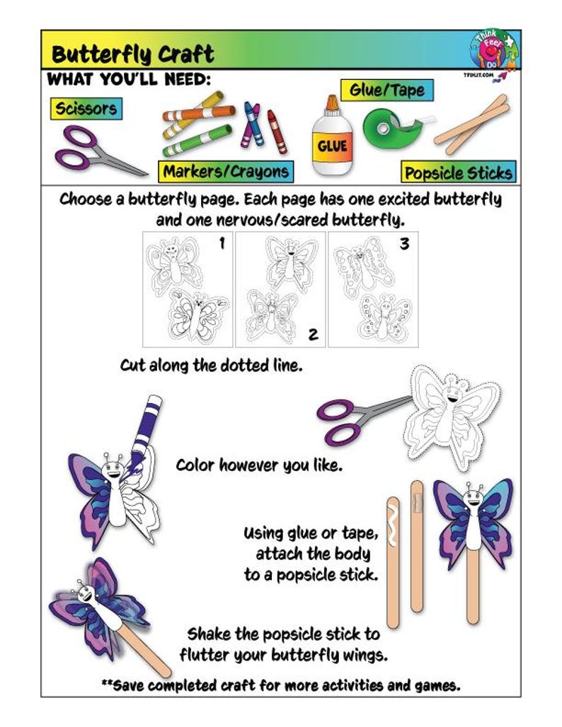 Flutter-flies Activity- Explore Big Feelings With Kids 5-10 - Etsy