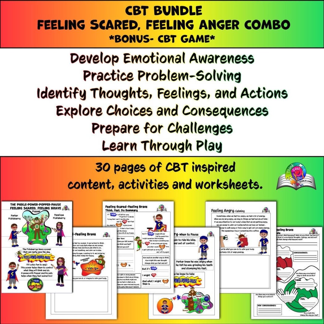 CBT Bundle- Coping Skills for Fear and Anger - Etsy