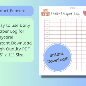 Printable Diaper Changing Log, Daily Daycare or Parent Downloadable ...