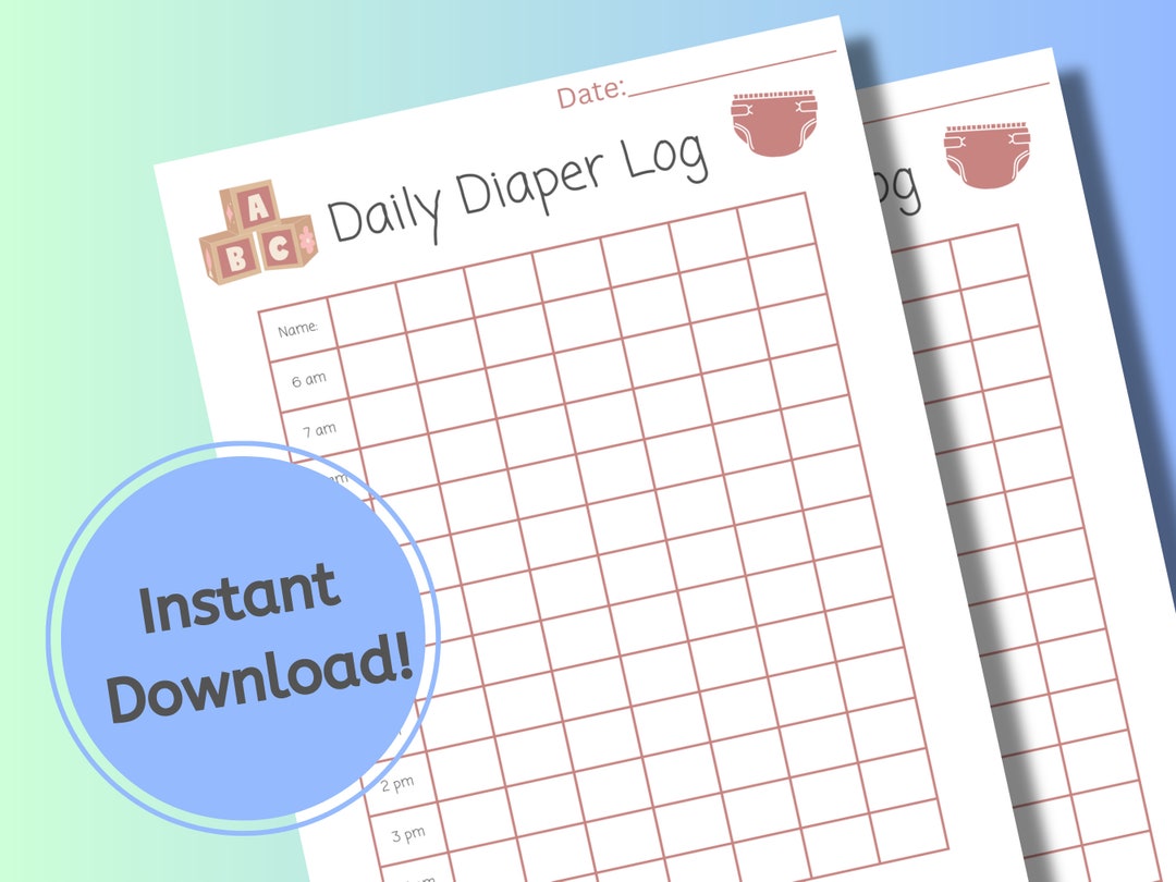 Printable Diaper Changing Log, Daily Daycare or Parent Downloadable ...