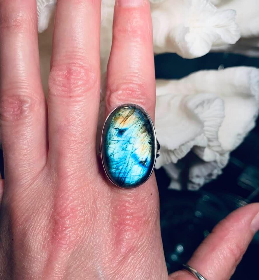 Beautiful Labradorite Ring Size 9 - Etsy