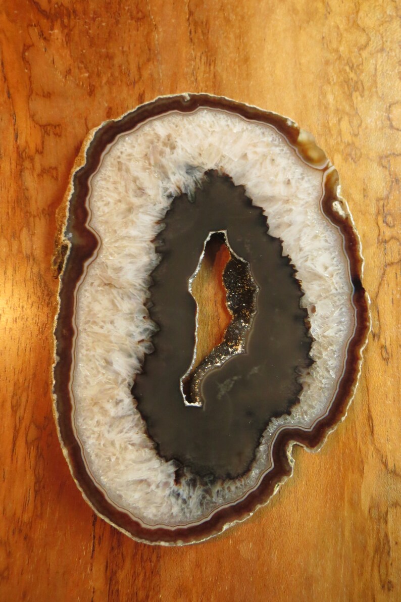 Polished Black Druzy Agate Quartz Geode Slice | Etsy