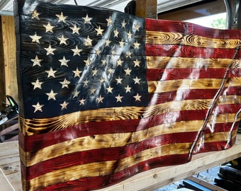 Wavy Wooden US Flag - Etsy