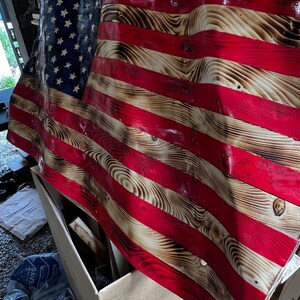 Wavy Wooden American Flag 37x19 - Etsy