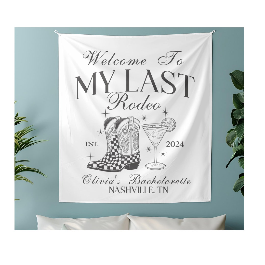 Nashville Bachelorette Backdrop, Last Rodeo Bachelorette Party Banner ...
