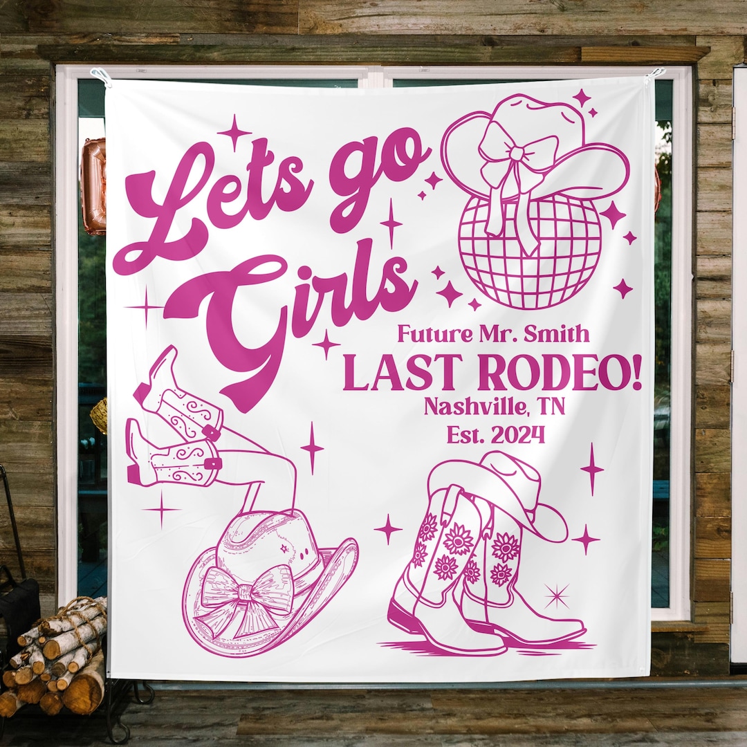 Let's Go Girls Bachelorette Banner, Custom Disco Bachelorette Backdrop ...