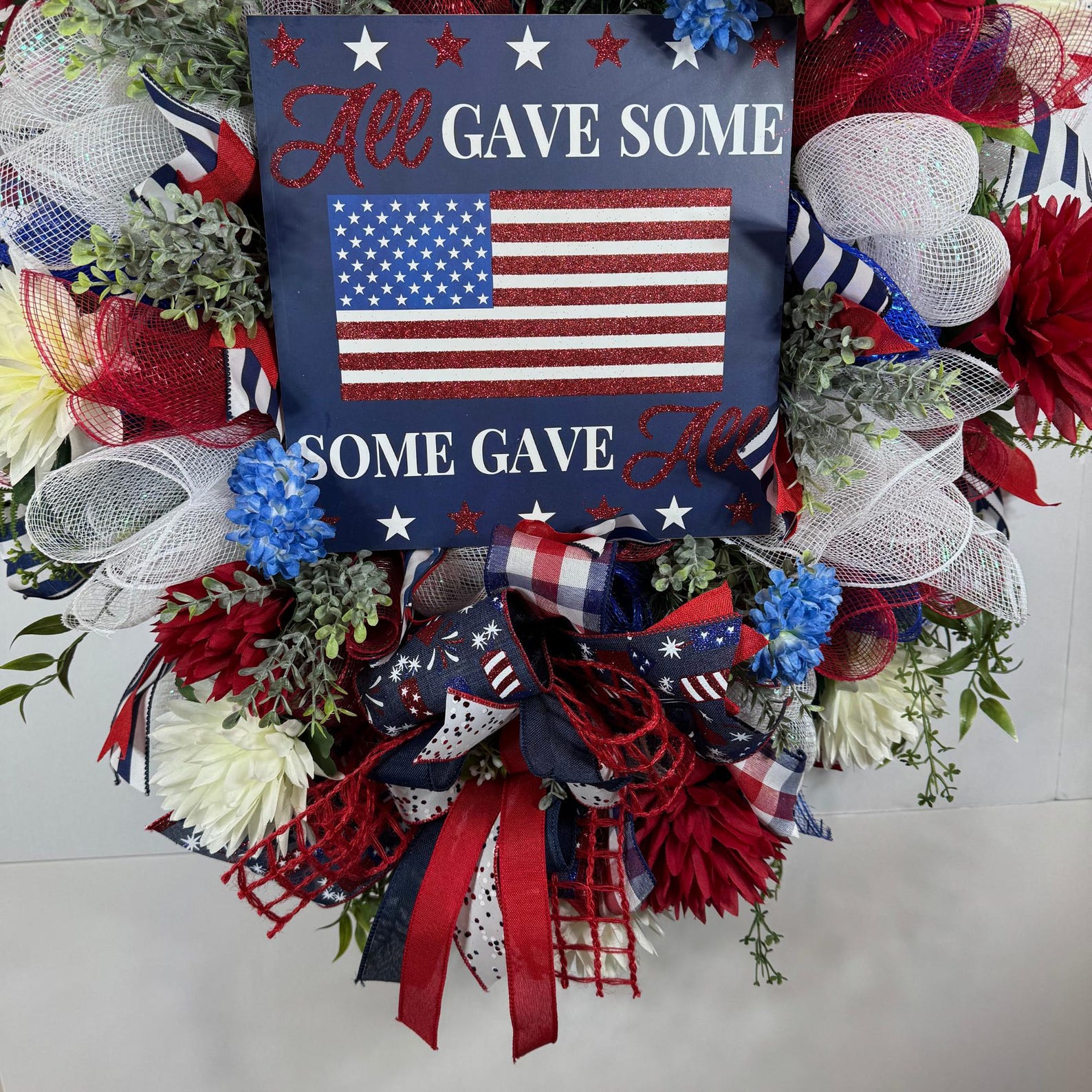 Patriotic Memorial Wreath - Red White & Blue Wreath - American Flag ...