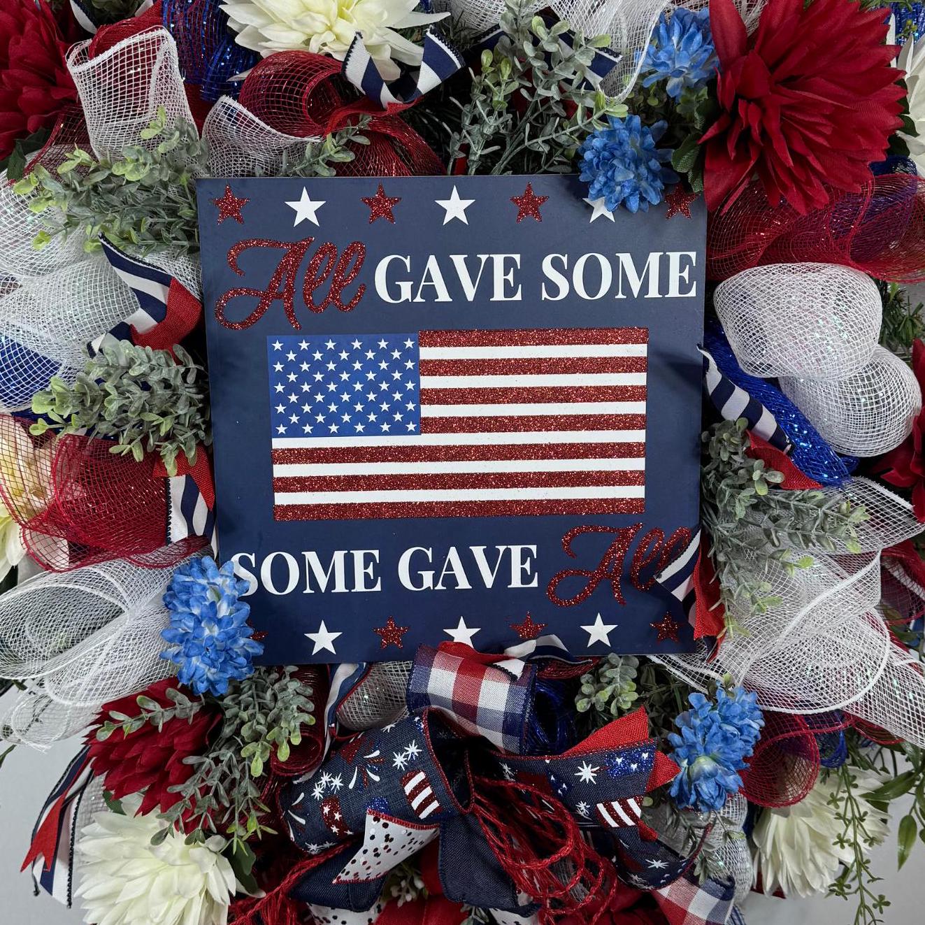 Patriotic Memorial Wreath - Red White & Blue Wreath - American Flag ...