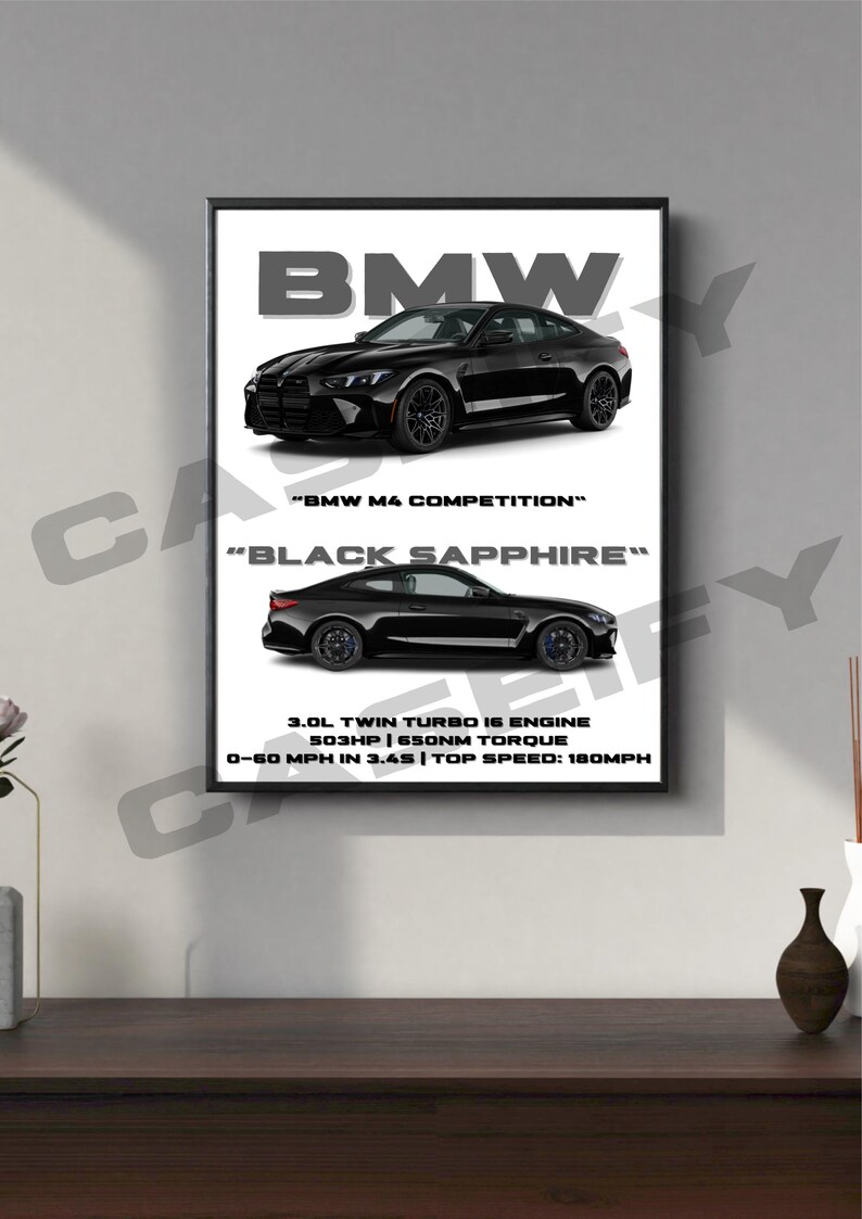 BMW M4 Competition Digital Poster – Sapphire Black – Printable Wall Art ...
