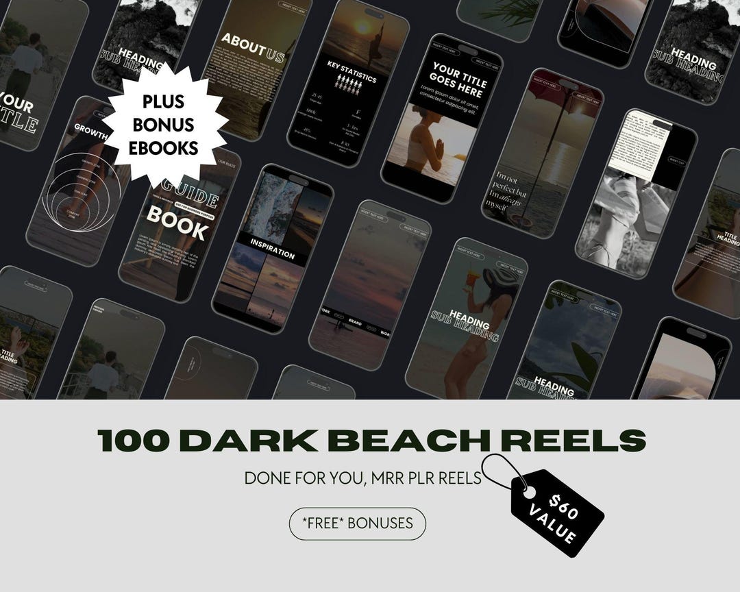 100 Dark Aesthetic Beach Reels, Social Media Reels, Master Resell ...