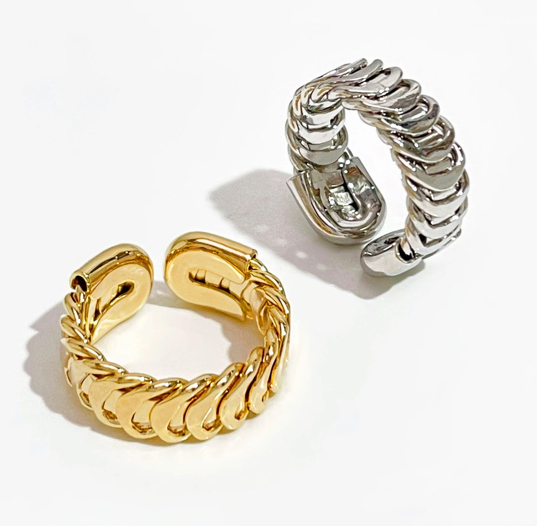 Gold/silver Adjustable Fishbone Chain Ring - Etsy