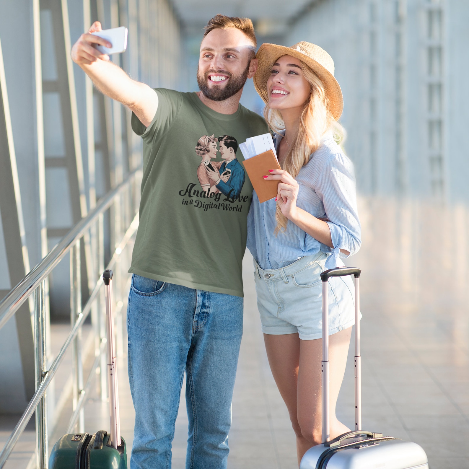 Retro Analog Love Digital World Vintage Couple Smartphone Romance ...