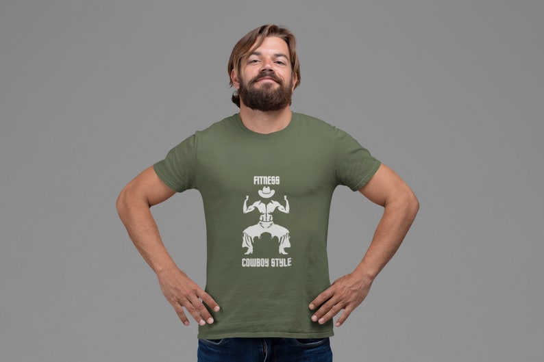 Cowboy Fitness Muscles Hat Western Chaps Strength Pose Flexing ...